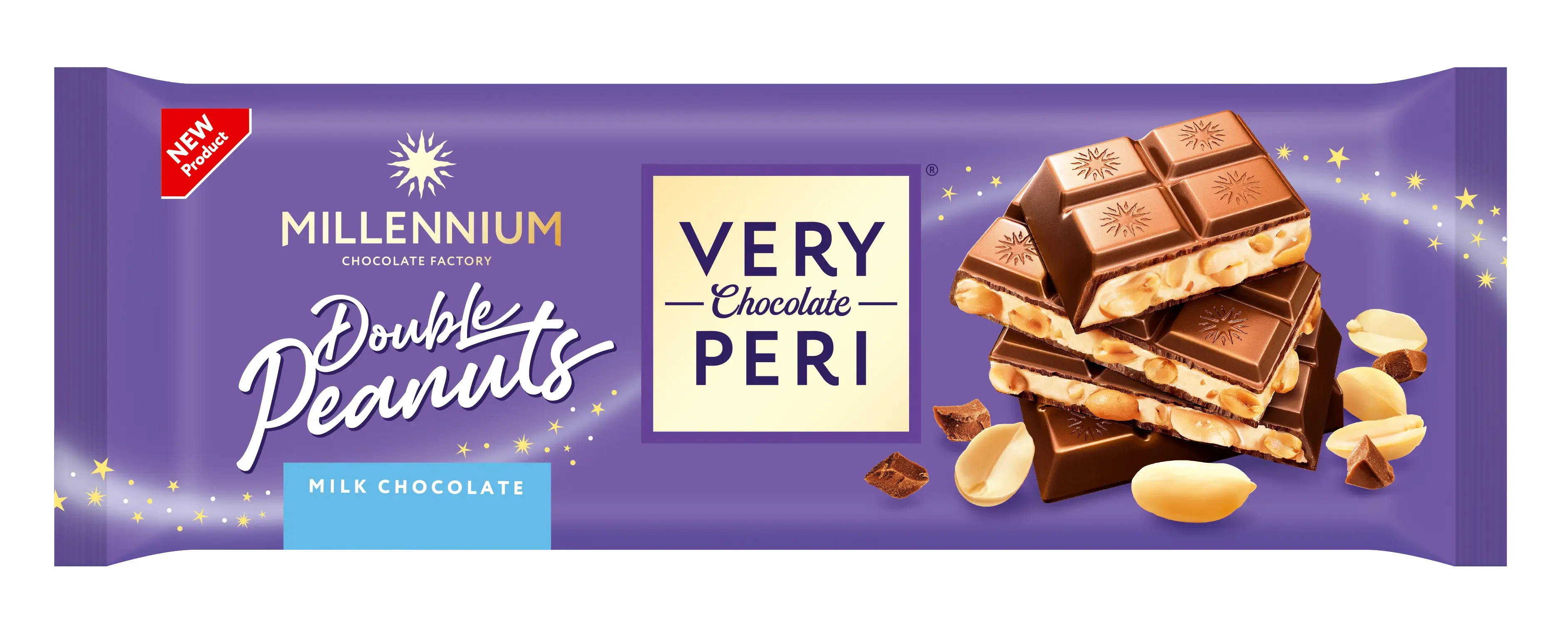 Milk chocolate «Millennium Very Peri» — with a whole and crushed peanut ...