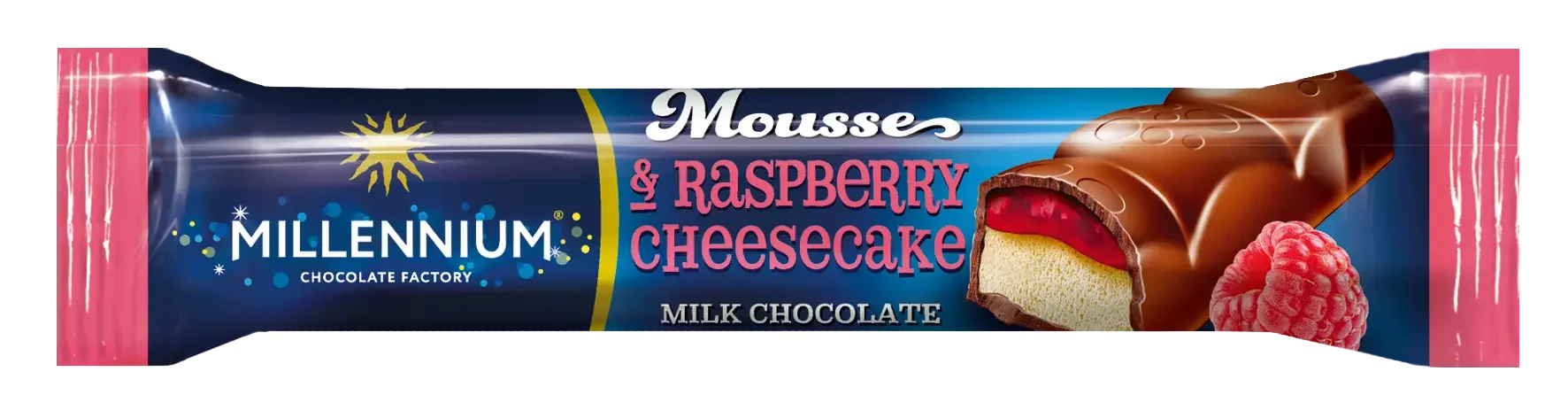 Шоколад Millennium Mousse молочний — з мусовою та малиновою начинкою ...